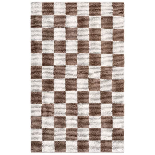 SAFAVIEH Natura 8 ft. x 10 ft. Brown/Ivory Modern Checkered Area Rug ...