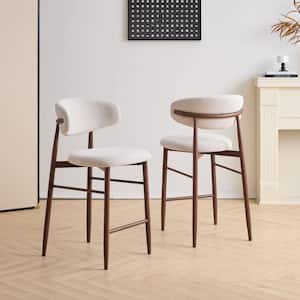 JEAREY 36 in. Beige Counter Bar Stool with Faux Leather Upholstered ...