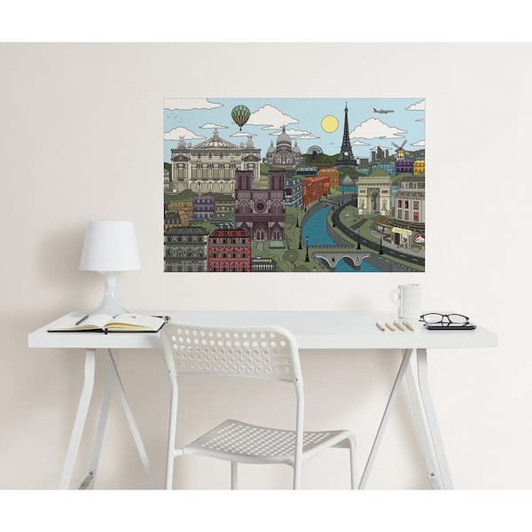 WallPops 24 in. x 36 in. Visite Paris Coloring Wall Decal WPK2186 - The ...