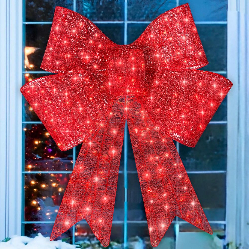 Best Choice Products 48 in. Pre-Lit XL Christmas Bow, Large Outdoor ...
