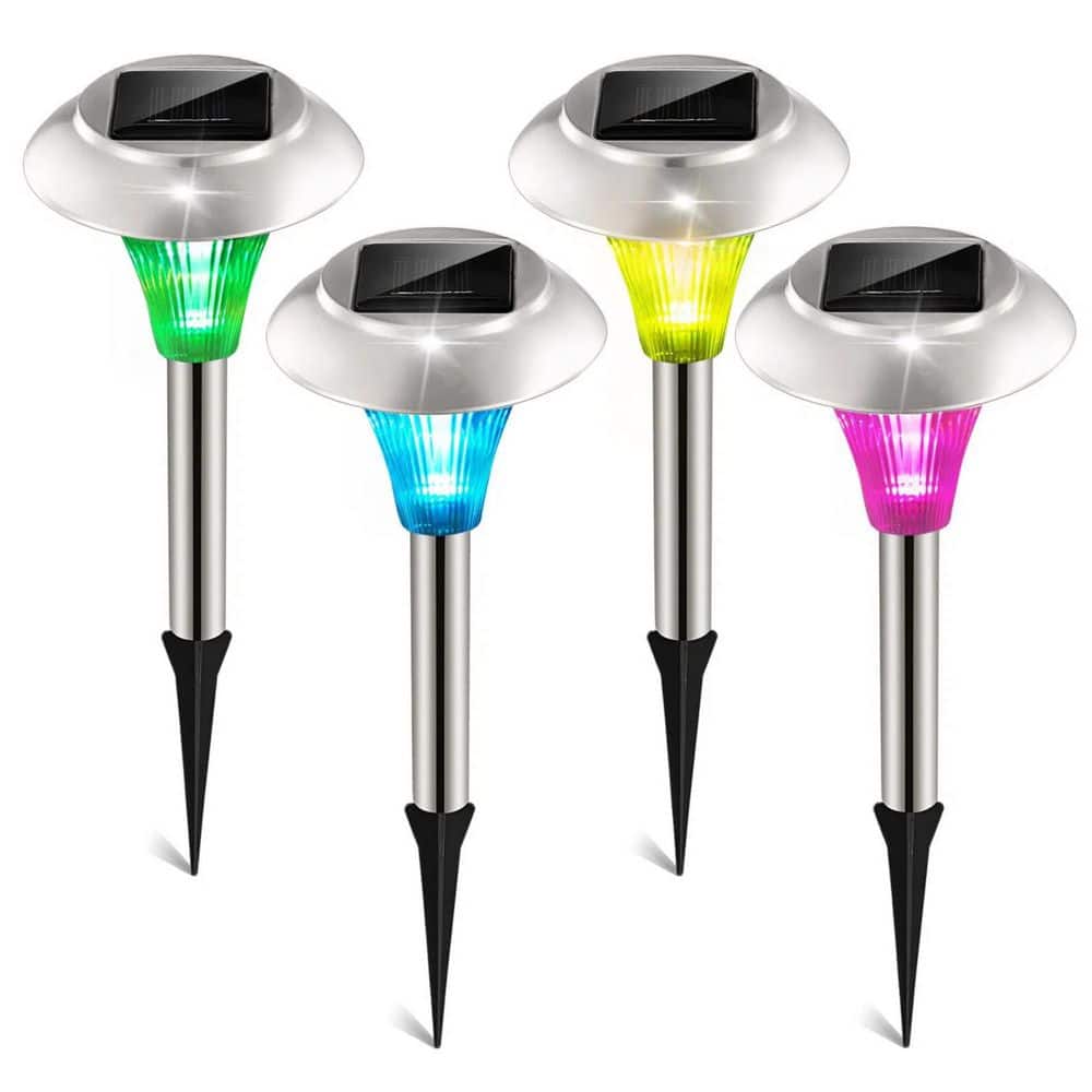 Cubilan 4 Packs Solar Garden Lights, Outdoor Color-Changing LED Pathway ...