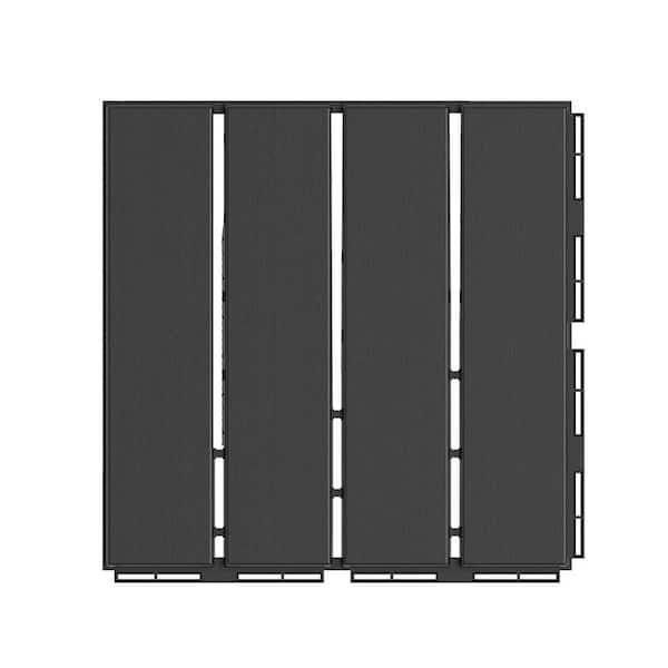 LIVIZA 1 ft. x 1 ft. Anti-Slip Plastic Deck Tile in Gray (12-Piece ...