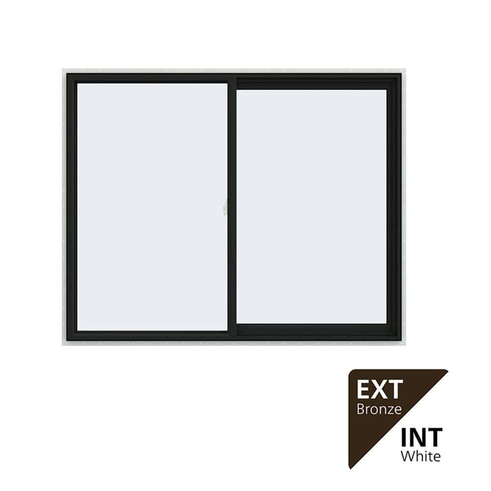 JELD-WEN 60 in. x 48 in. V-2500 Series Bronze Exterior/White Interior ...