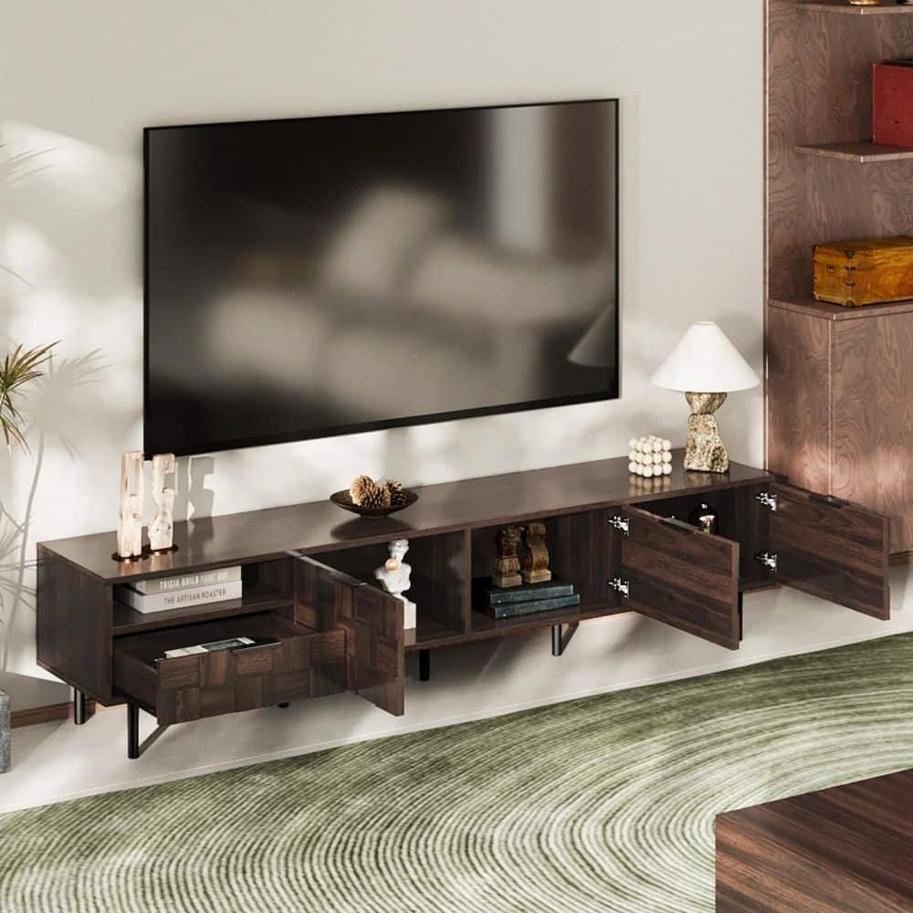 Noble House Beryl 78.70 in. Walnut TV Stand Fits TVs up to 85 in. with ...