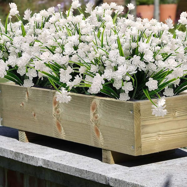 Reviews for 10 in. White Outdoor Artificial Violet Plastic Flower UV ...