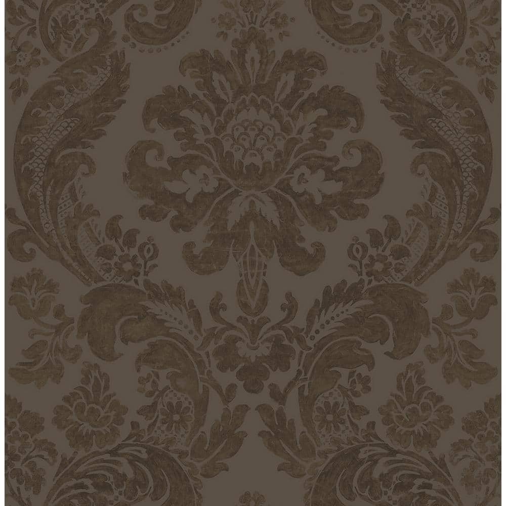 A-Street Prints Shadow Brown Damask Brown Wallpaper Sample 2763 ...