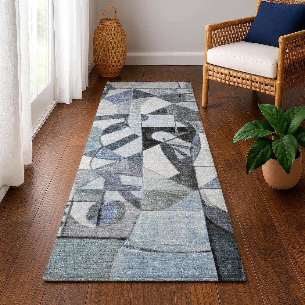 Addison Rugs Mayfield Premium Machine Washable Abstract AMF1758 Denim 2 ...