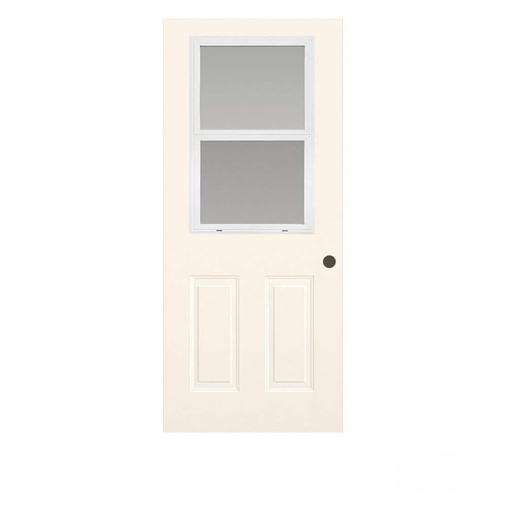 JELD-WEN 32 in. x 79 in. Venting 1/2 Lite Primed Steel Universal ...