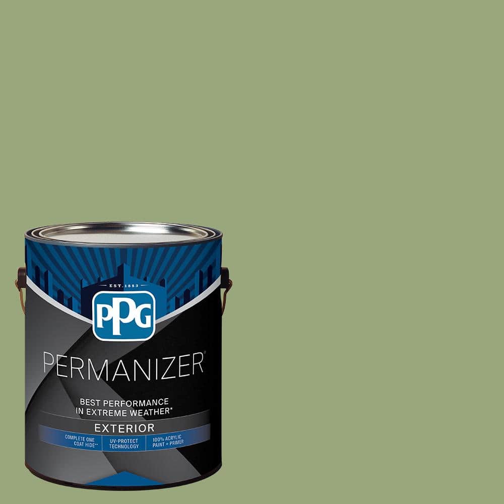 PERMANIZER 1 gal. PPG1121-5 Guacamole Satin Exterior Paint PPG1121-5PZ ...
