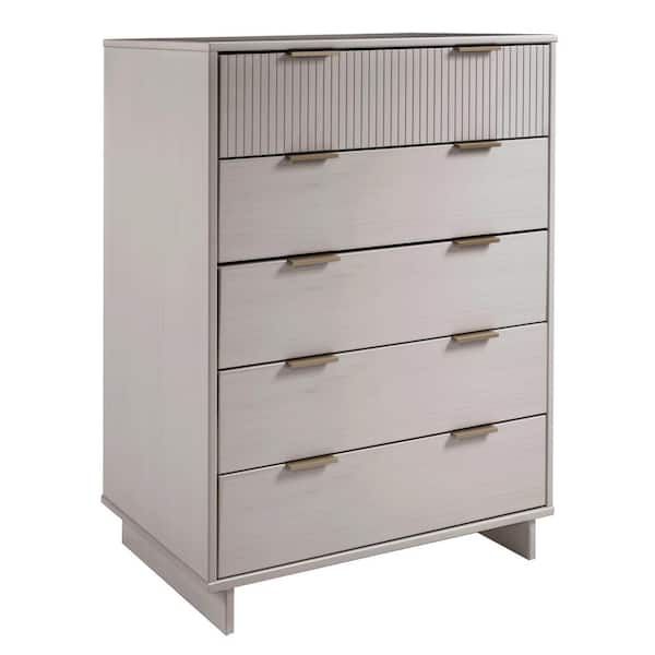 Manhattan Comfort Granville Light Grey 5 Drawer 37.95 in. Wide Tall Dresser DR 5026
