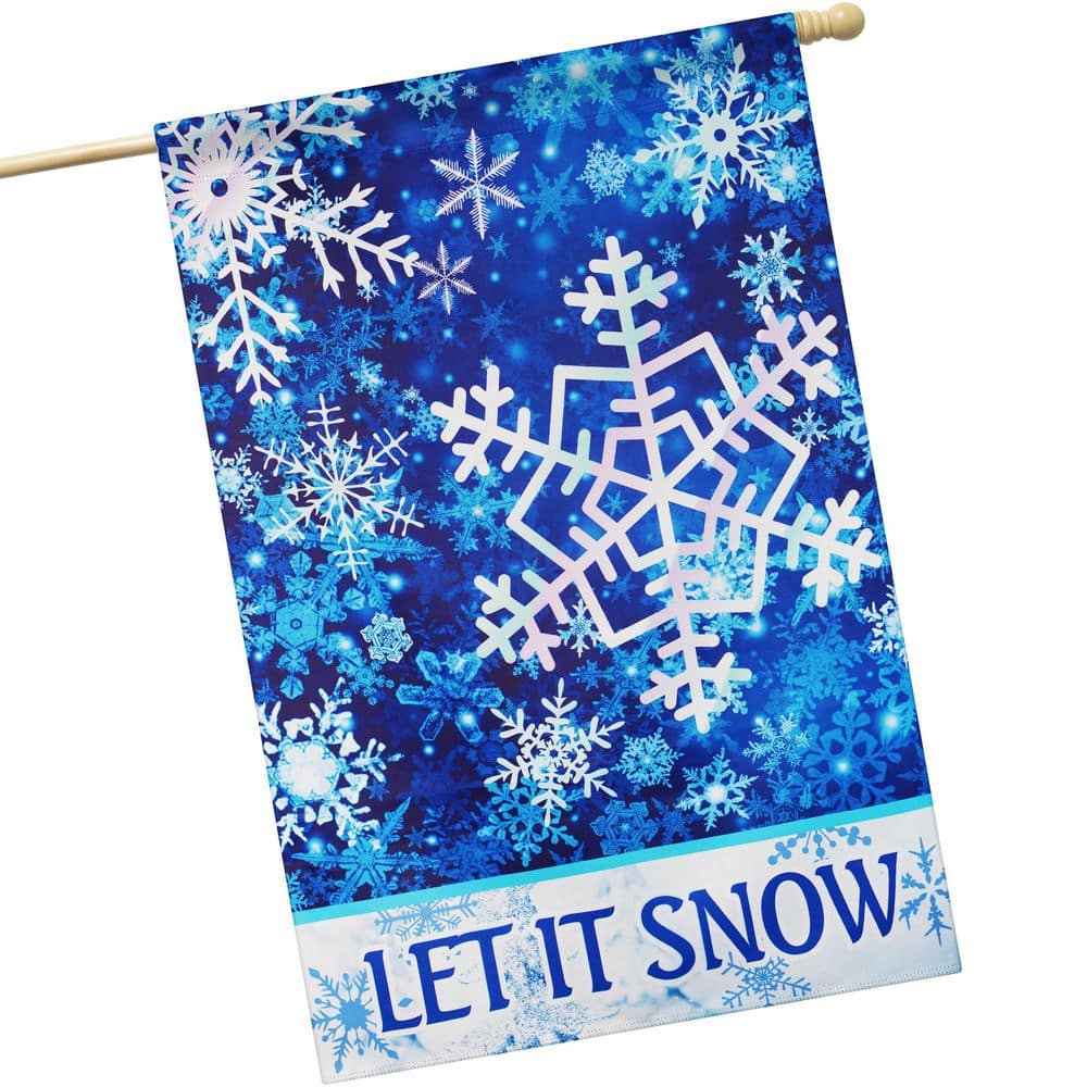 G128 28 in. x 40 in. Polyester Let It Snow Snowflakes Flag 2-Sided ...