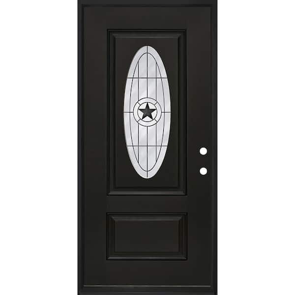 Steves & Sons Regency 36 in. x 80 in. 3/4L Alamo Glass RHIS Onyx Stain ...