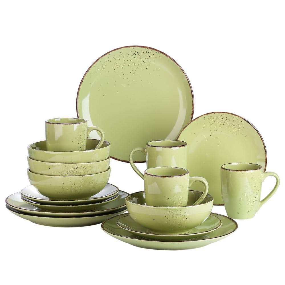 vancasso Navia 16-Piece Prato Grass Green Stoneware Dinnerware Set ...