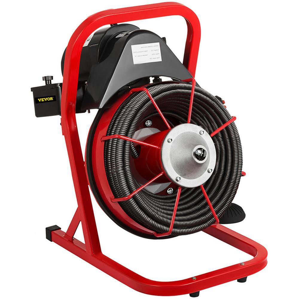 VEVOR 50 ft. x 1/2 in. Drain Cleaning Machine 250-Watt Electric Drain ...