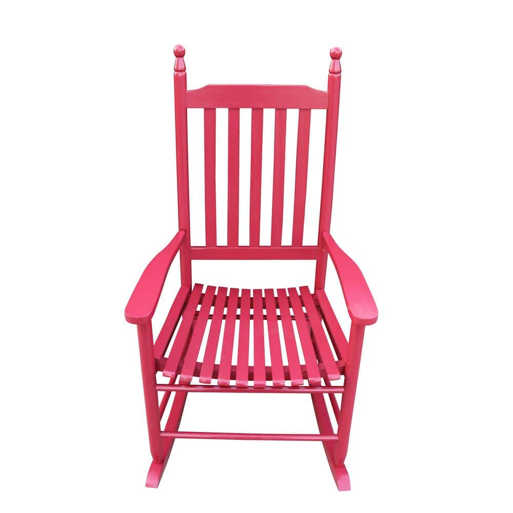 Tenleaf Rose Red Wood Outdoor Rocking Chair VM727-12 - The Home Depot