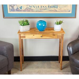 32 in. L Natural 30 in. H Rectangle Acacia Wood Console Table with ...