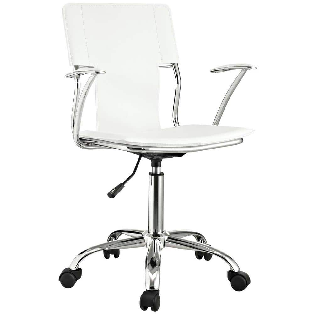 MODWAY 22 in. Width Standard White Vinyl Task Chair with Swivel Seat ...
