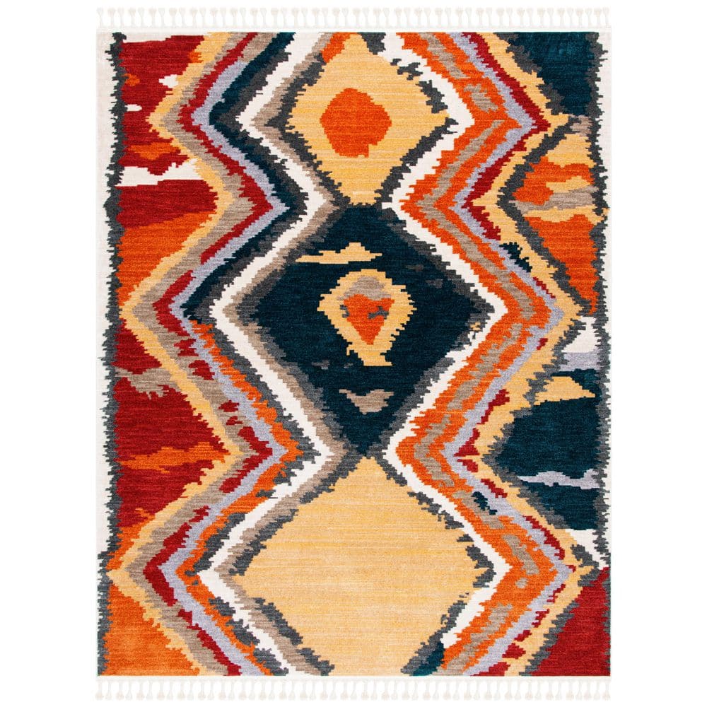 SAFAVIEH Farmhouse Yellow/Red 8 ft. x 10 ft. Geometric Area Rug FMH803C ...