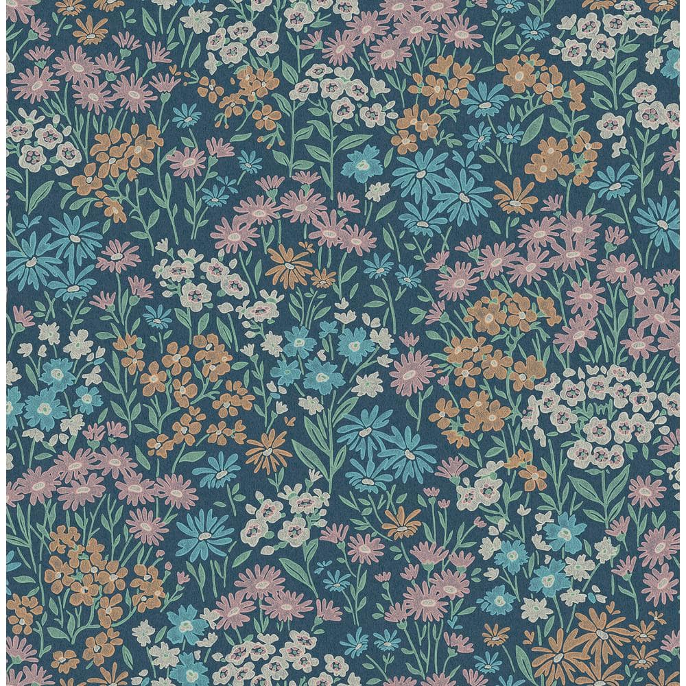 Advantage Blue Ditsy Dark Daisies Wallpaper 4164-M1813 - The Home Depot