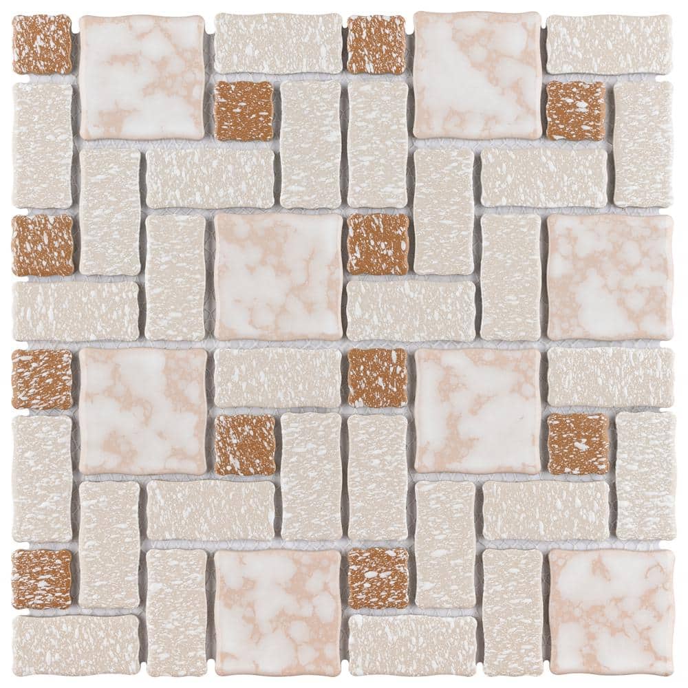Merola Tile Academy Beige 6 in. x 6 in. Porcelain Mosaic Take Home Tile ...