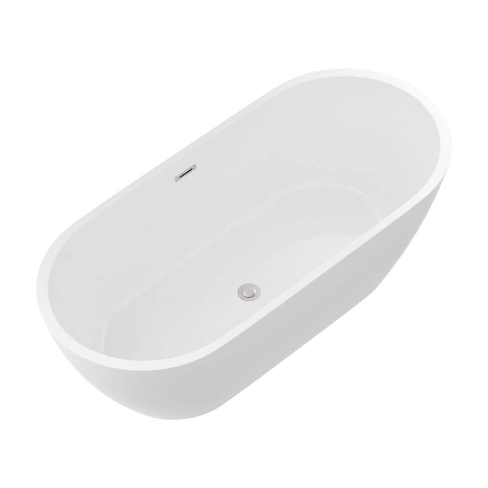 67 in. x 29.5 in. Acrylic Freestanding Soaking Bathtub with Center ...