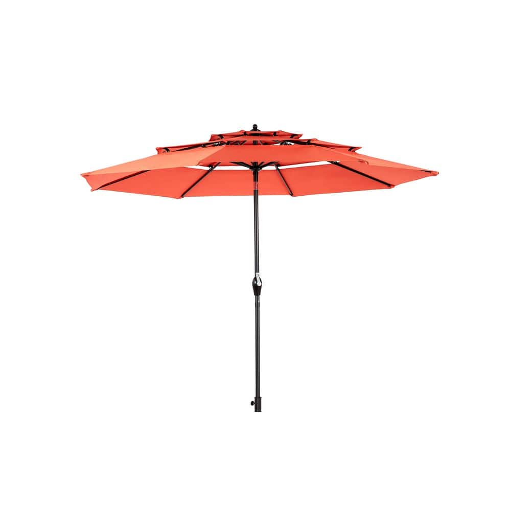 9.65 ft. Aluminium 3-Tier Auto-tilt Patio Umbrella in Orange, Outdoor ...