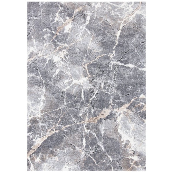 SAFAVIEH Cyrus Shag 8 ft. x 10 ft. Gray/Beige Abstract Marble Area Rug ...