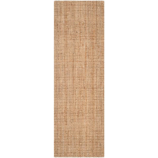SAFAVIEH Natural Fiber Natural 2 ft. x 11 ft. Woven Border Runner Rug ...