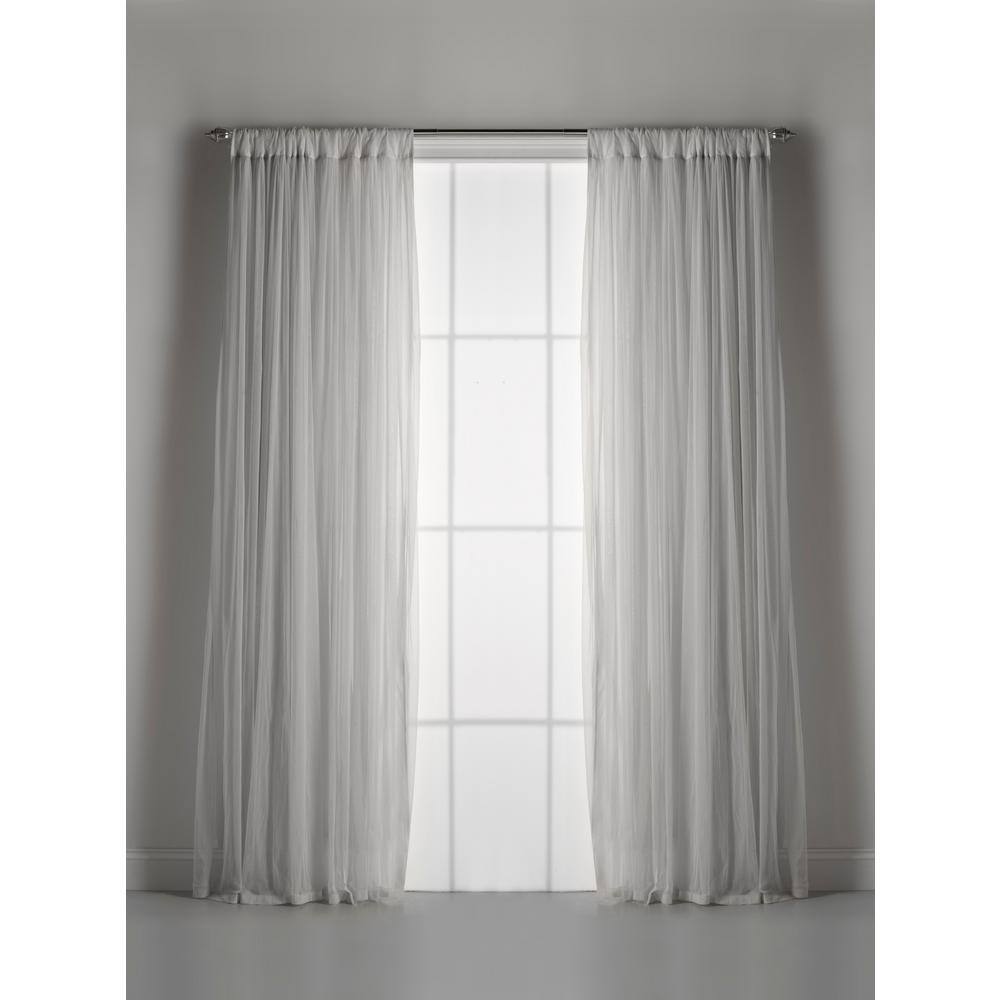 Couture Dreams Whisper Grey Net Tulle Light Filtering Gathered Curtain ...