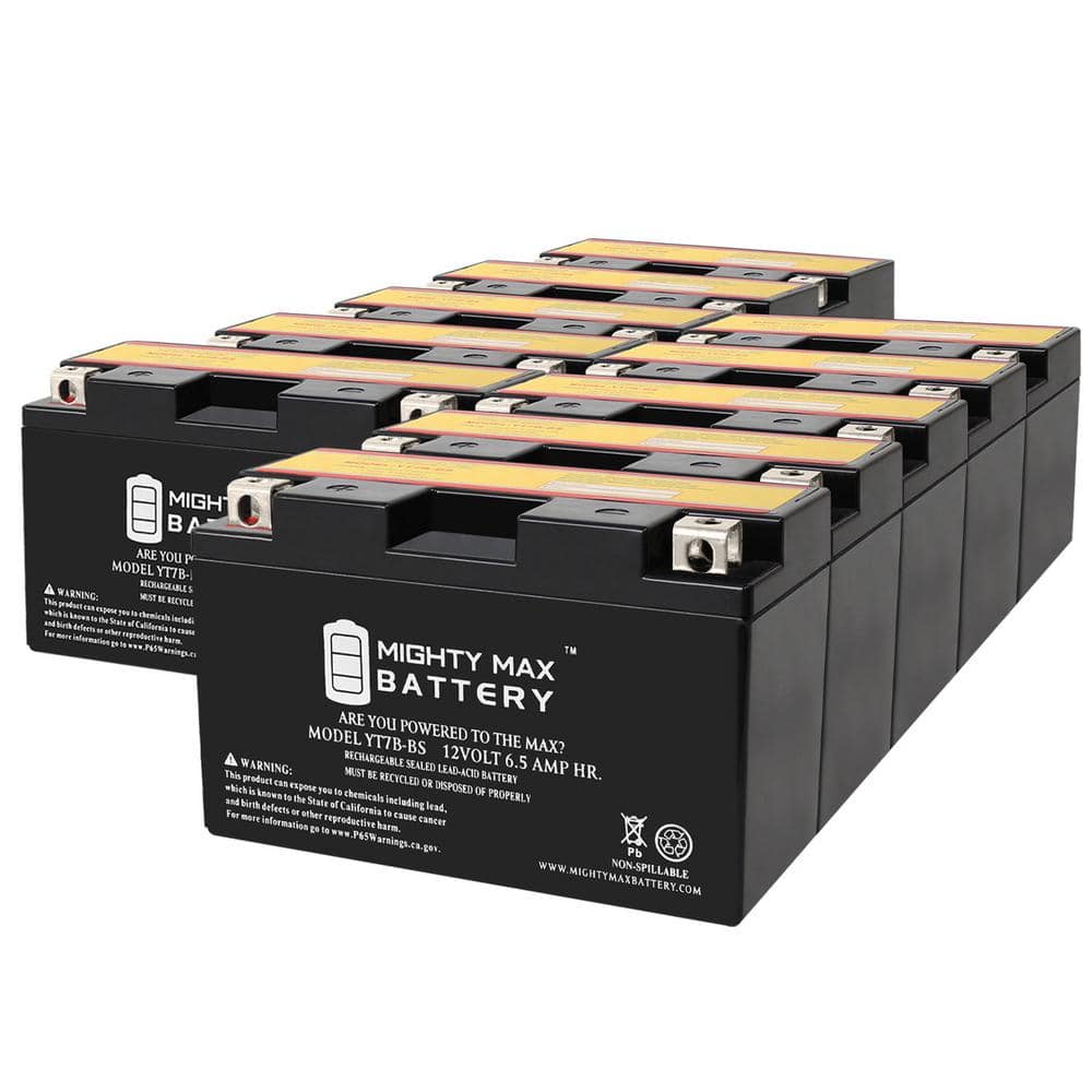 MIGHTY MAX BATTERY YT7B-BS -12 Volt 6.5 AH, 110 CCA, Rechargeable ...