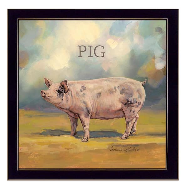 HomeRoots Charlie Piper the Pig 1-Piece Framed Wall Art 14 in. x 14 in ...