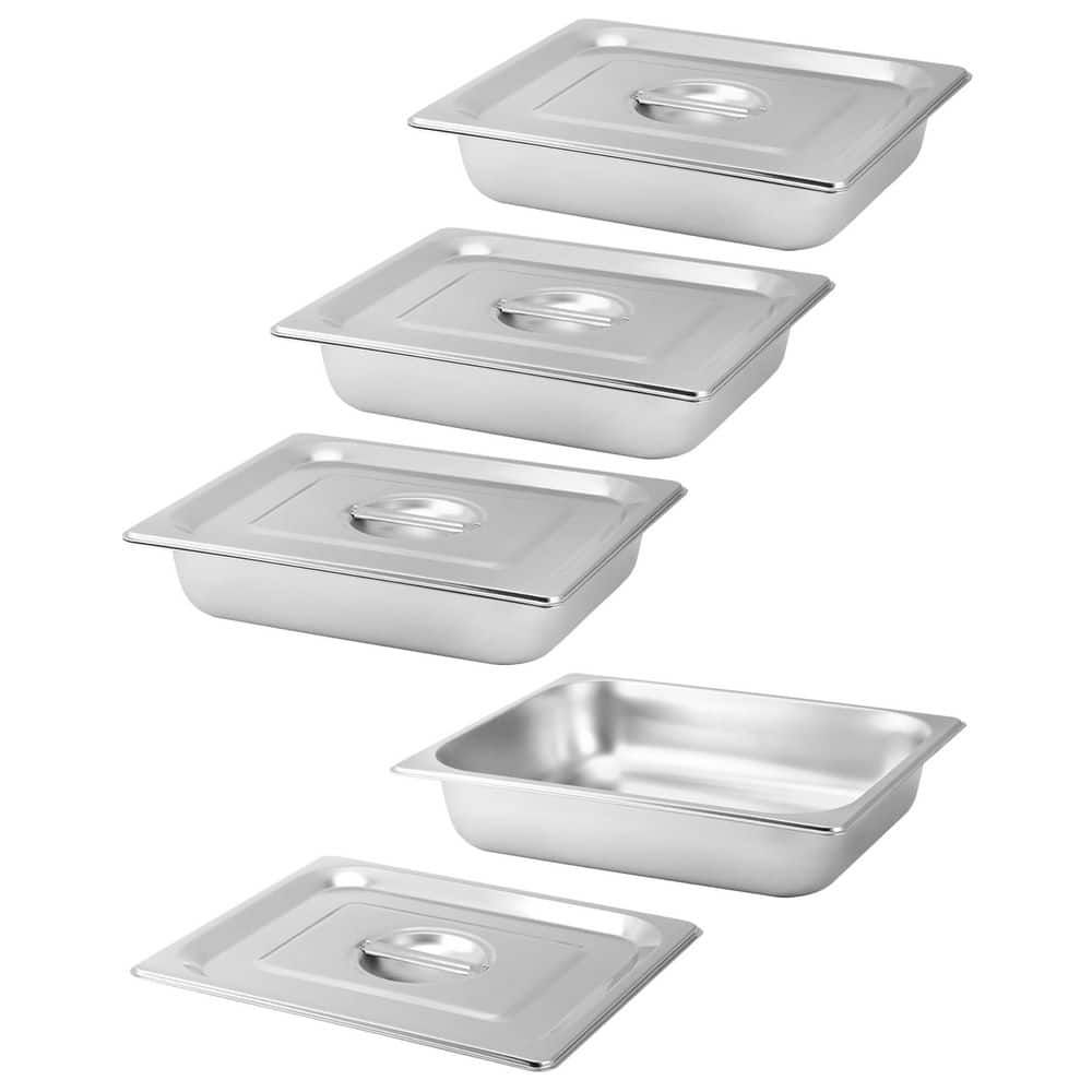 Anqtovp 201 Stainless Steel Half Size Steam Table Pan Set 0.84 qt ...