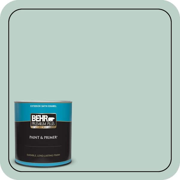 BEHR PREMIUM PLUS 1 qt. #S420-2 Moon Glass Satin Enamel Exterior Paint ...