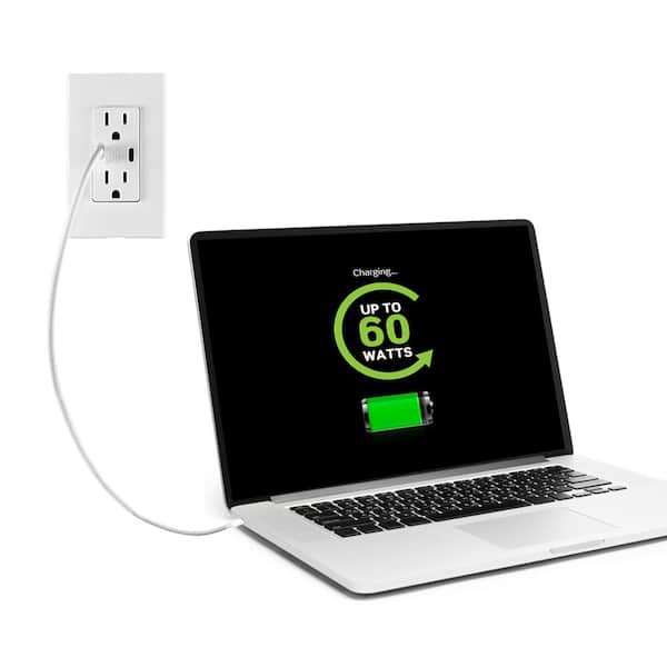 Leviton Decora 15 Amp Tamper Resistant Duplex Outlet with 60W USB-C ...