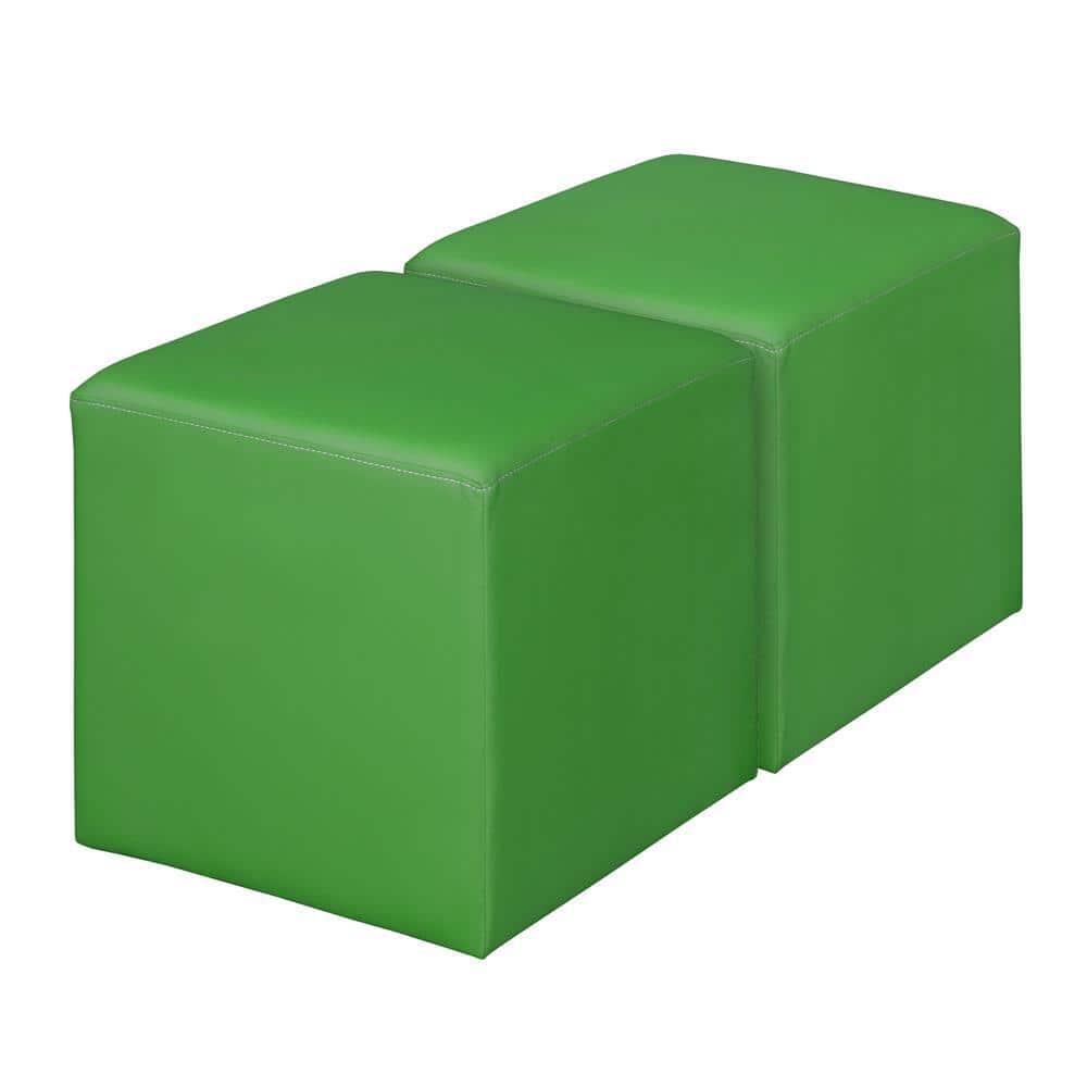 Regency Julie Envy Green Vinyl Square Accent Ottoman (Set of 2 ...