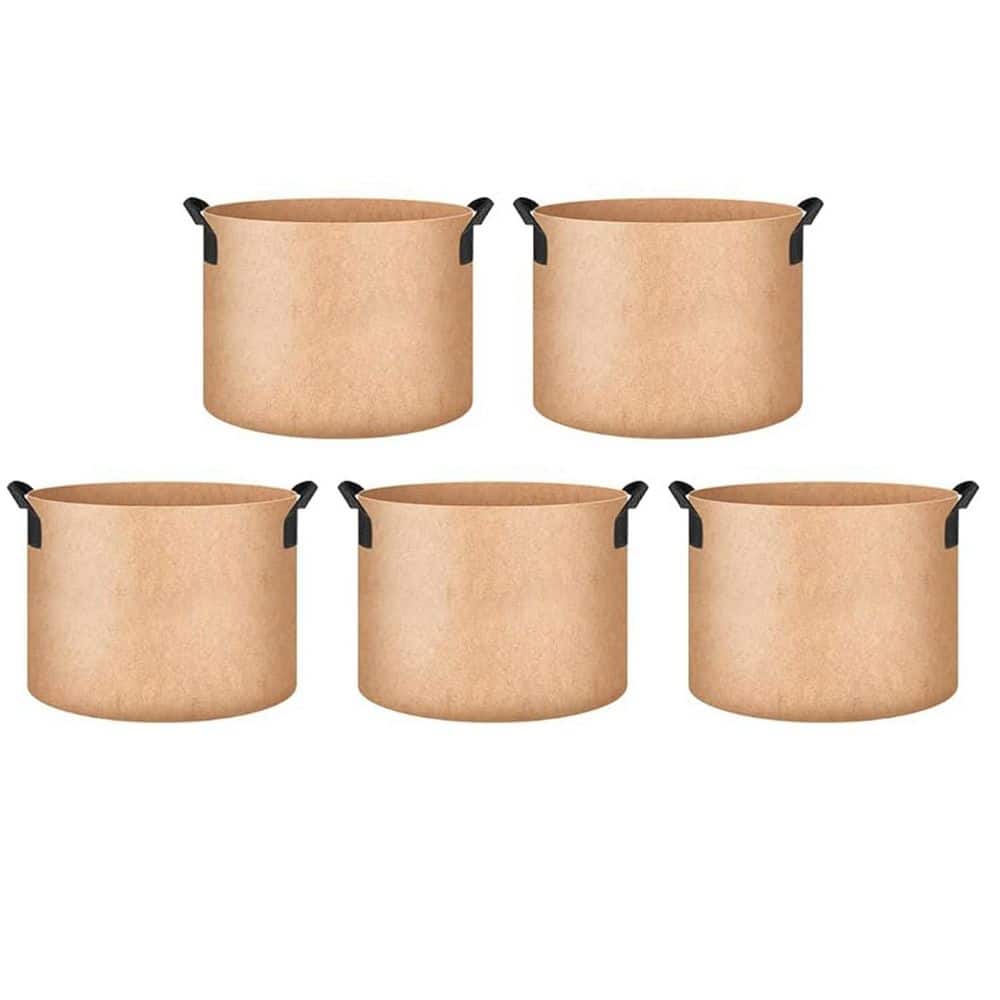 Large Tan Fabric Indoor/Outdoor Planter (12.5 in. W x 9.9 in. H) 5-Pack ...