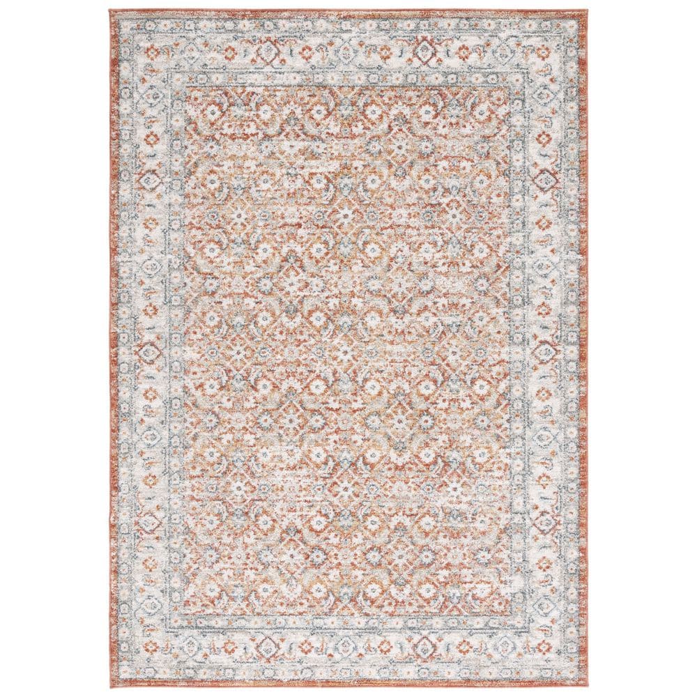 SAFAVIEH Avalon 5 ft. x 8 ft. Rust/Gray Ornate Distressed Floral Area ...