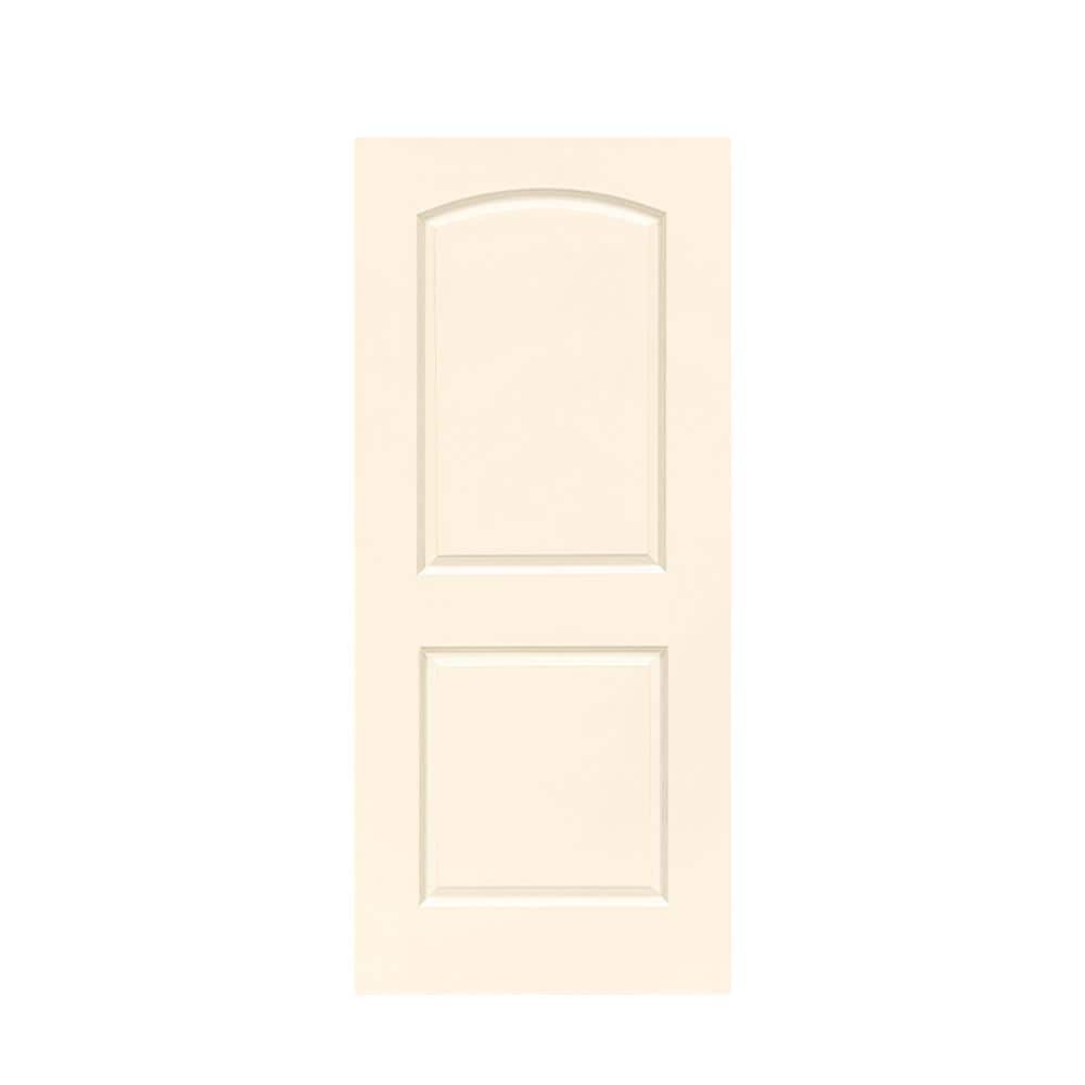 CALHOME 30 in. x 80 in. 2-Panel Beige Stained Composite MDF Hollow Core ...
