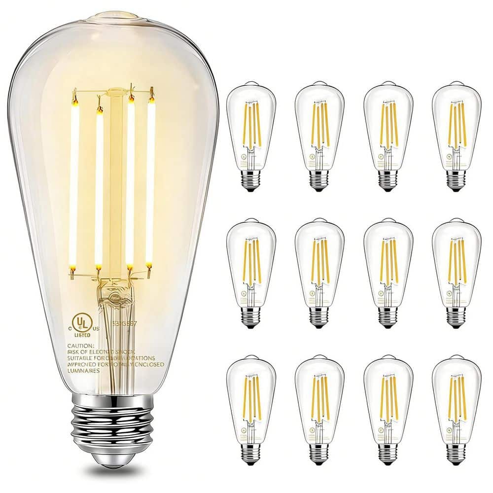 GUPUP 60-Watt Equivalent Dimmable Straight Filament Clear Glass E26 ...