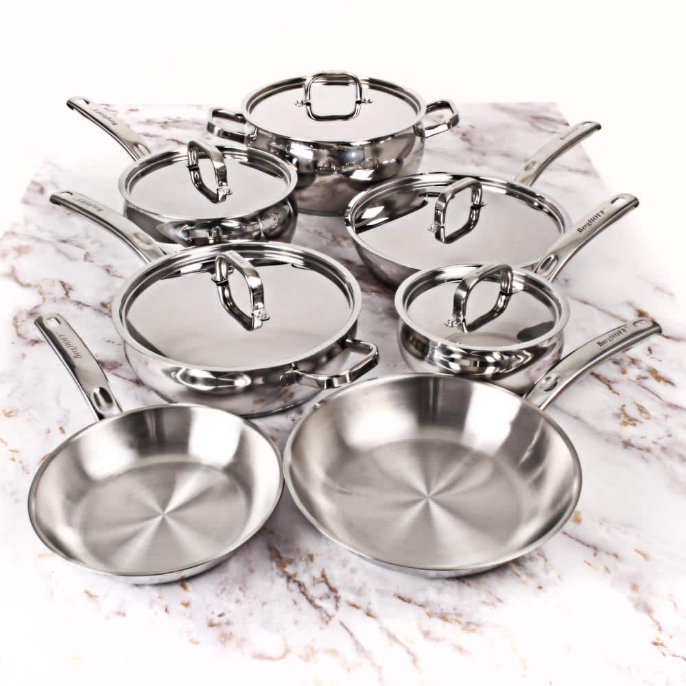 BergHOFF Belly Shape 12-Piece 18/10 Stainless Steel Cookware Set with ...