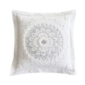 LEVTEX HOME Harleson White, Cream Geometric Tufted Frayed Linen Front ...
