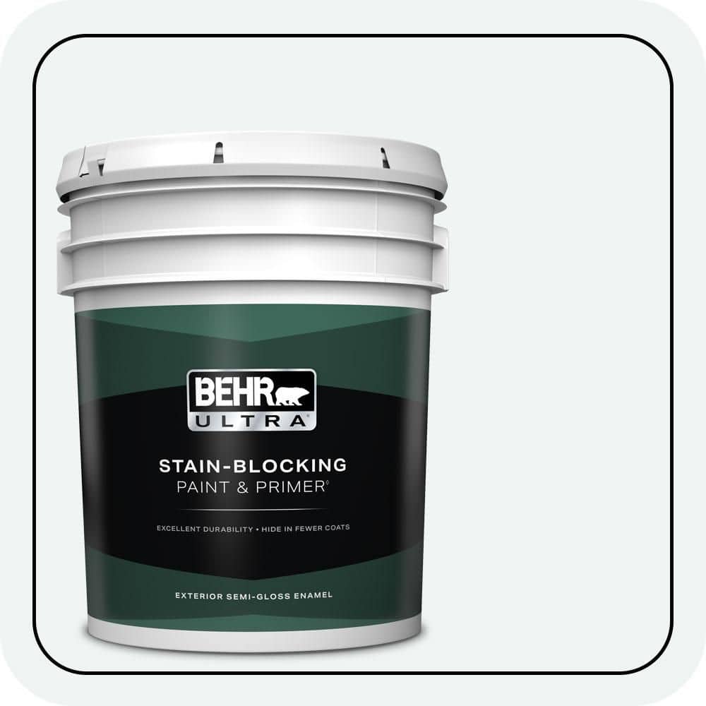 BEHR ULTRA 5 gal. #BL-W09 Bakery Box Semi-Gloss Enamel Exterior Paint ...