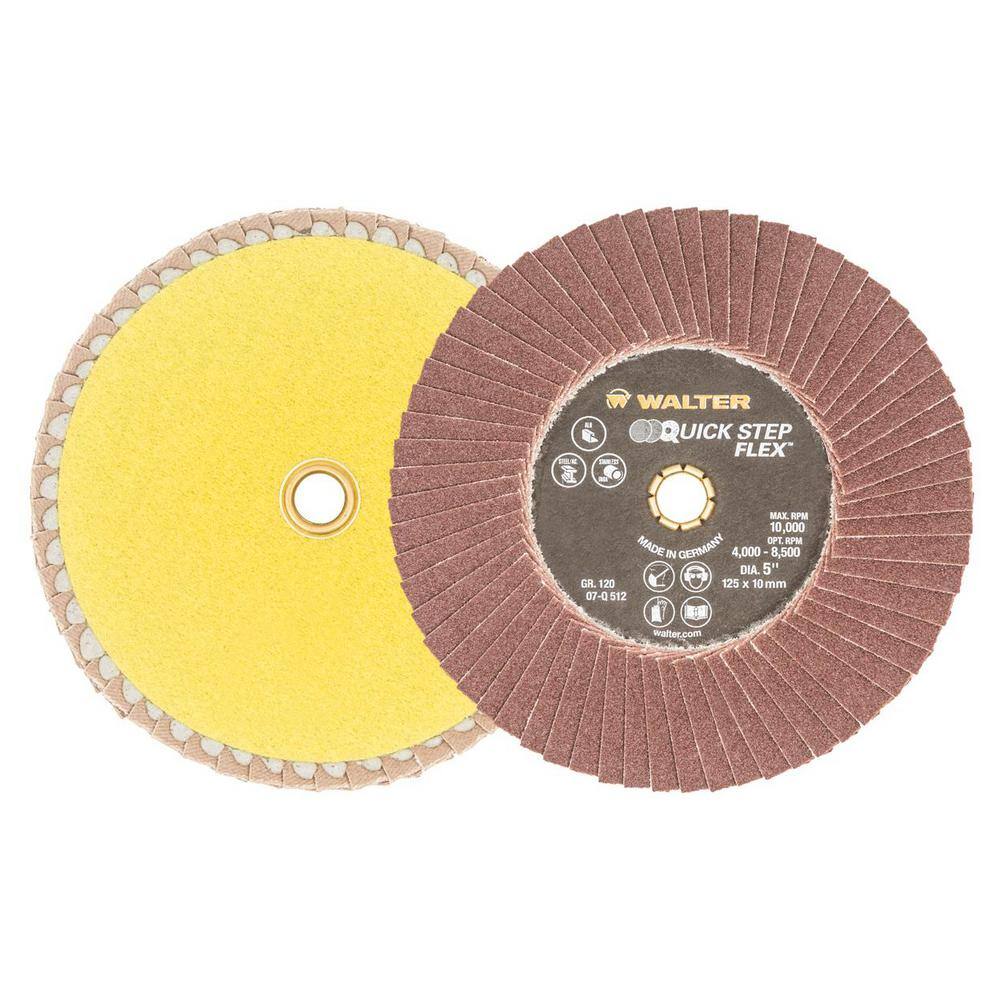 WALTER SURFACE TECHNOLOGIES Quick-Step 5 in. GR120, Flexible Flap Discs ...