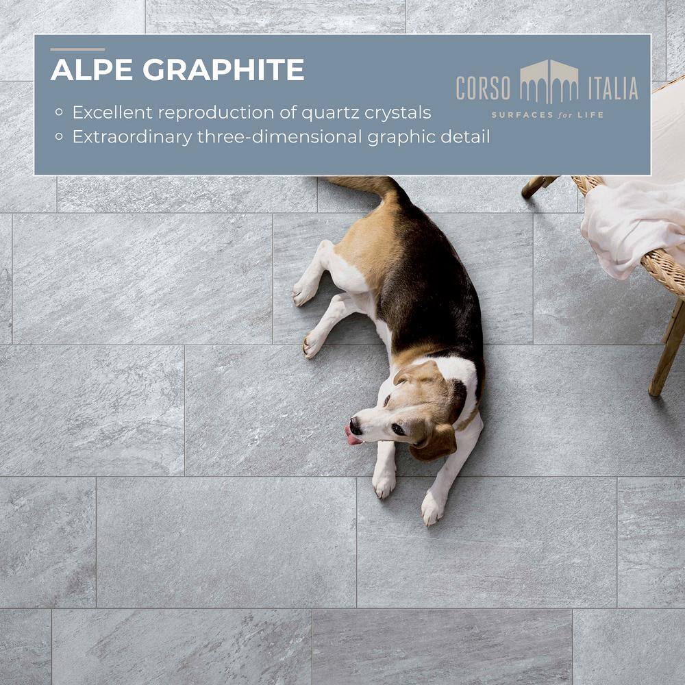 Buy Alpe Graphite 12 بوصة × 24 بوصة بورسلين أرضية وبلاط حائط (15.50 قدم ...