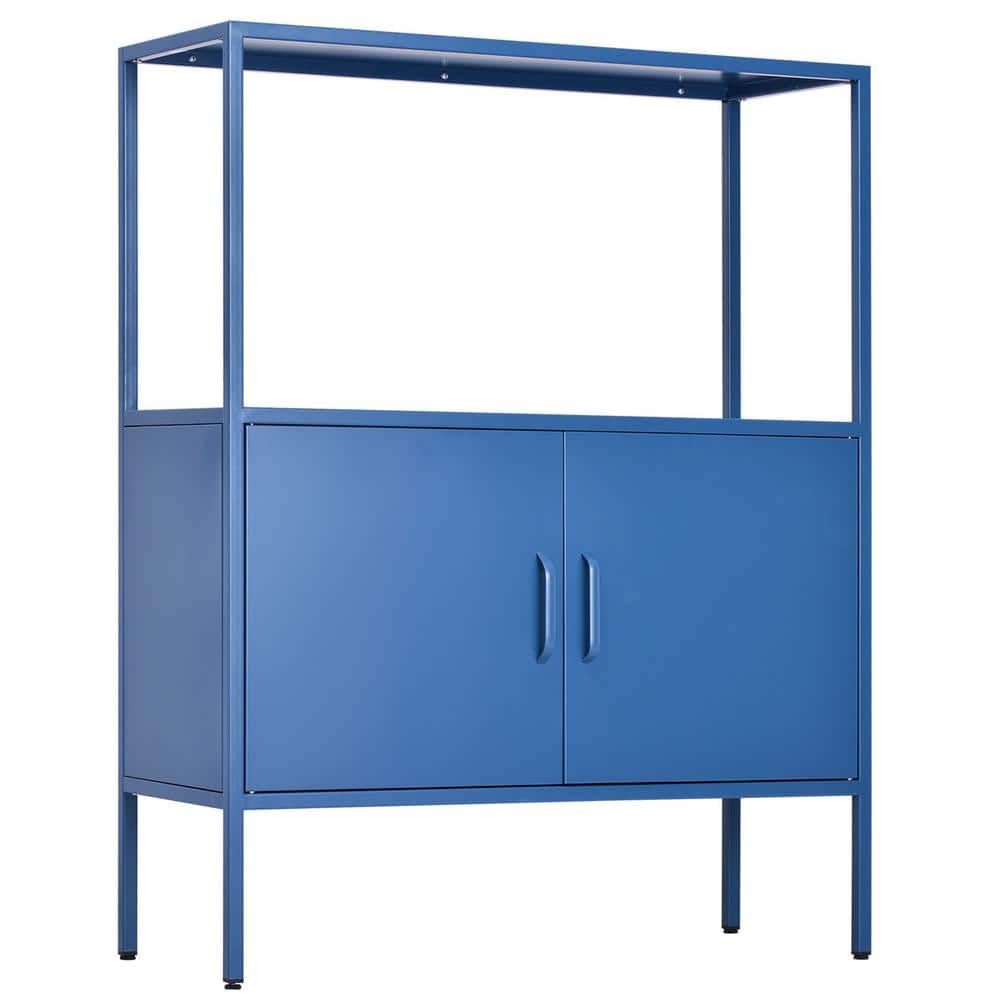 Homy Casa Suchy Blue Metal Storage Cabinet with Shelf and Doors SUCHY ...