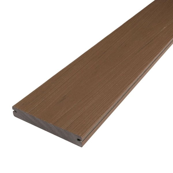 Deckorators Summit 1 in. x 6 in. x 20 ft. Boulder Brown Grooved Edge Composite Deck Board 669077 ...
