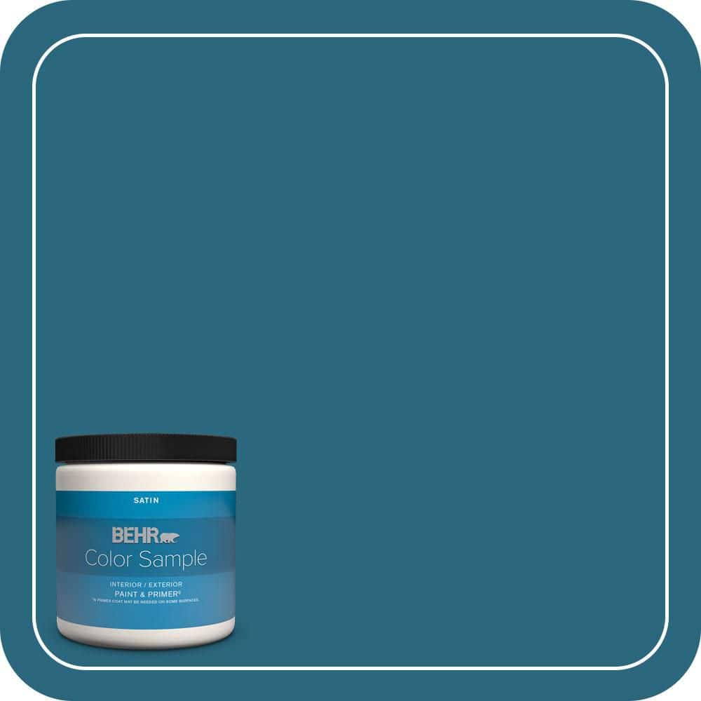 BEHR PREMIUM PLUS 8 oz. #M480-7 Ice Cave Satin Enamel Interior/Exterior ...