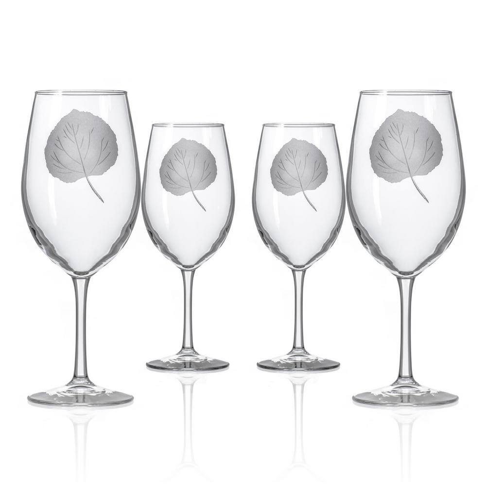 Rolf Glass Aspen Leaf 18 oz. All Purpose Wine Glasses - Set of 4 702261 ...