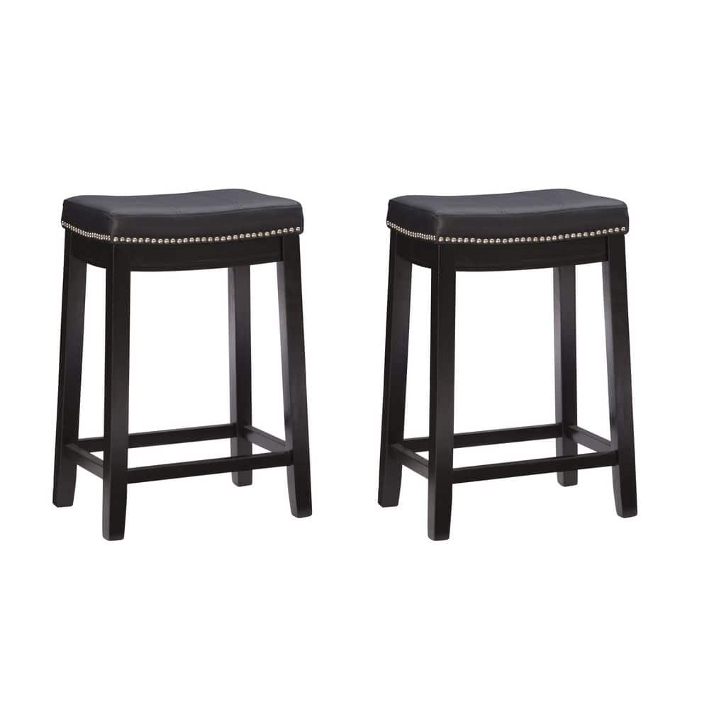 Linon Home Decor Concord 26.5 in. Black Backless Wood Counter Stool ...