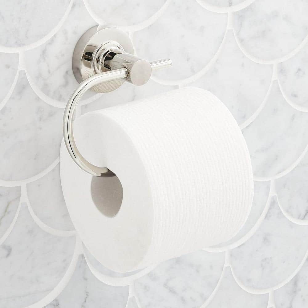 SIGNATURE HARDWARE Lexia Wall Mounted Toilet Paper Holder in Polished ...